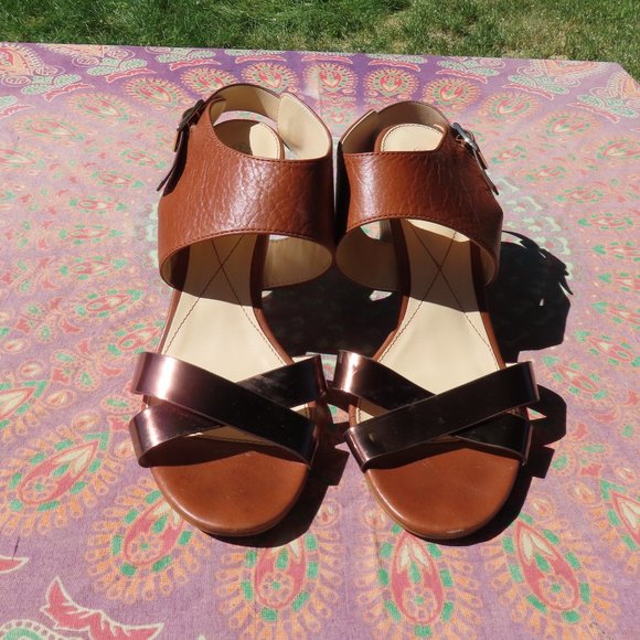 Isola | Shoes | Isola Metallic And Brown Leather Sandals | Poshmark